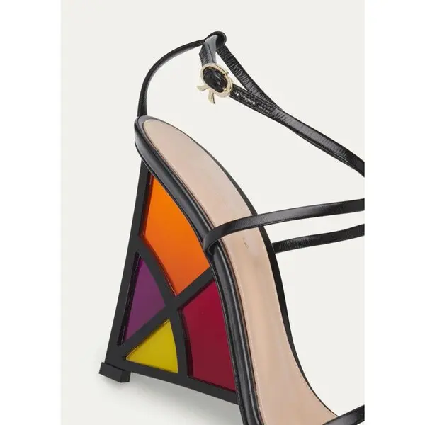 GIANVITO ROSSI 105mm Patent Leather Stained-glass Wedge Sandals