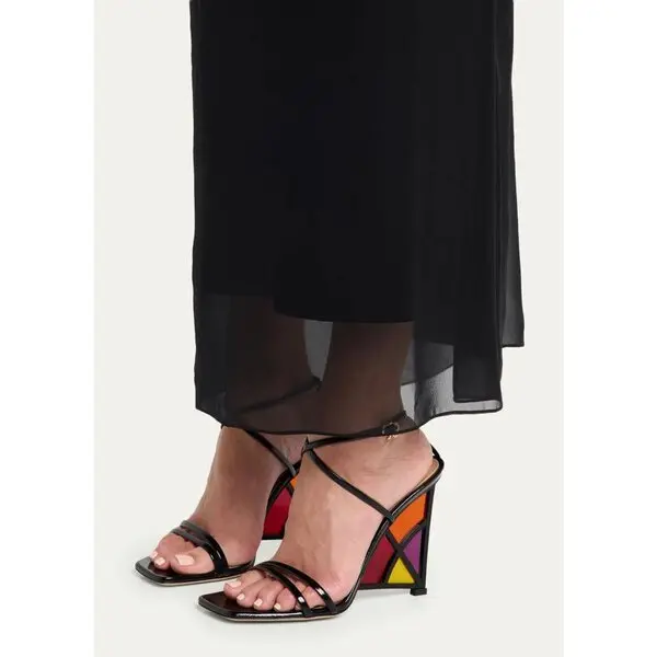 GIANVITO ROSSI 105mm Patent Leather Stained-glass Wedge Sandals