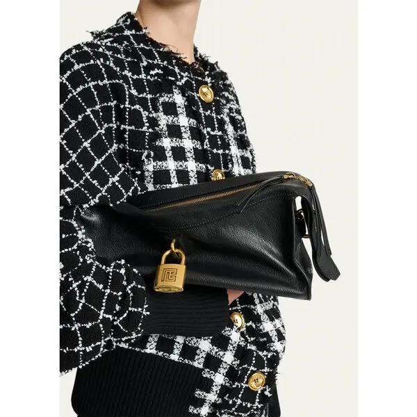 Balmain Pulse Padlock Crossbody Bag In Leather