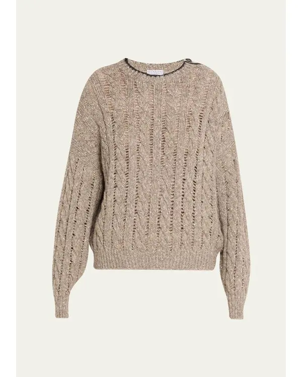 Brunello Cucinelli Sparkly Cable-knit Sweater