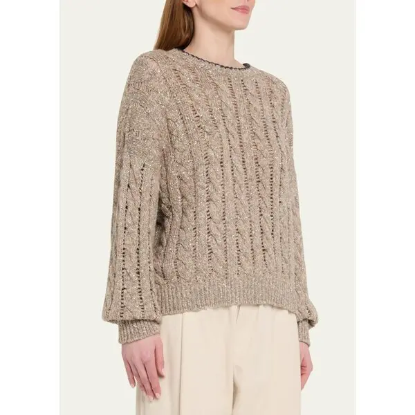 Brunello Cucinelli Sparkly Cable-knit Sweater