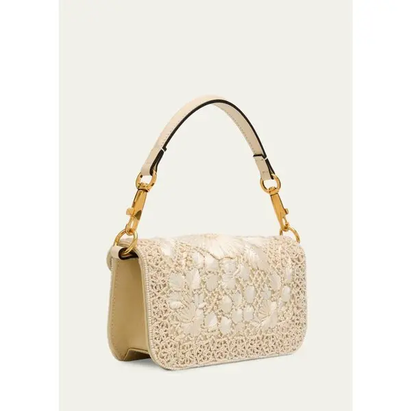 Valentino Garavani Loco Small Beaded Embroidered Moire Top-handle Bag