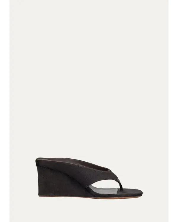 Alaïa 75mm Cube Calf Hair Thong Sandals