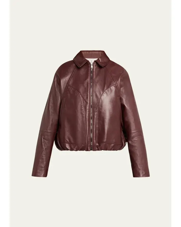 Brunello Cucinelli Collared Zip-up Leather Jacket