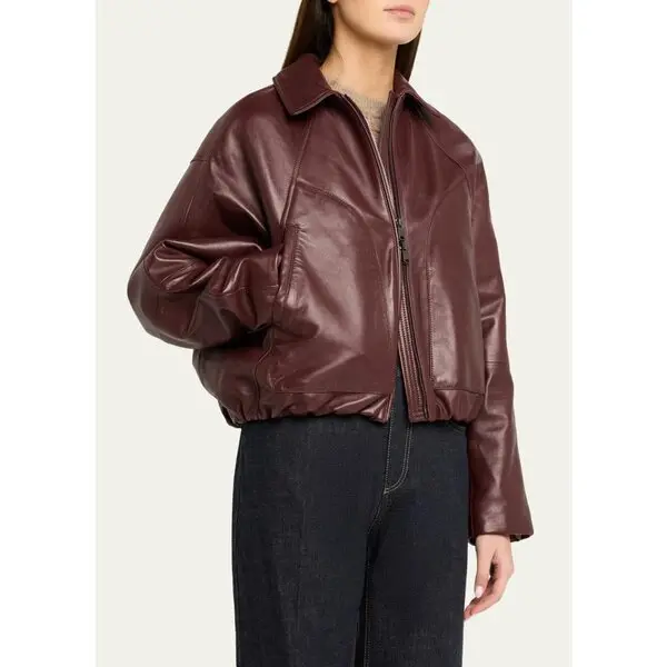 Brunello Cucinelli Collared Zip-up Leather Jacket