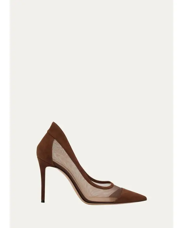 GIANVITO ROSSI 95mm Mesh Cap-toe Pumps - Brown