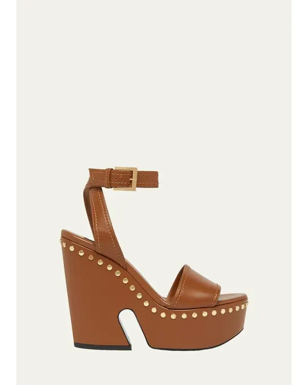 Givenchy 95mm Platform Leather Clog Sandals - Tan