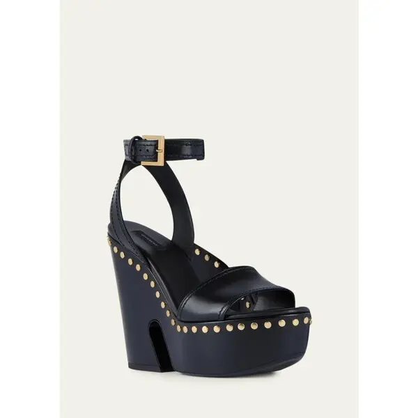 Givenchy 95mm Platform Leather Clog Sandals - Tan