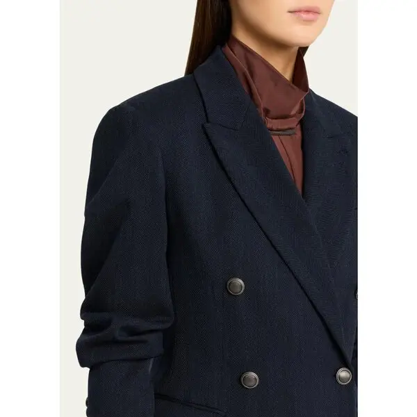 Brunello Cucinelli Herringbone Double-breasted Jacket