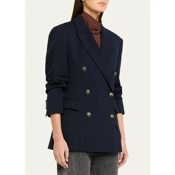 Brunello Cucinelli Herringbone Double-breasted Jacket
