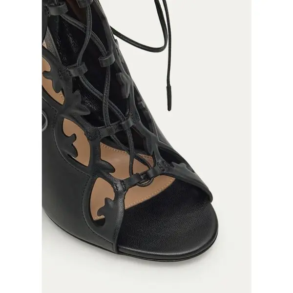 GIANVITO ROSSI 95mm Nappa Leather Lace-up Booties