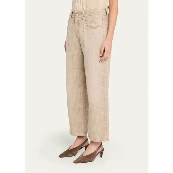 Brunello Cucinelli Check-print Denim Straight-leg Crop Pants