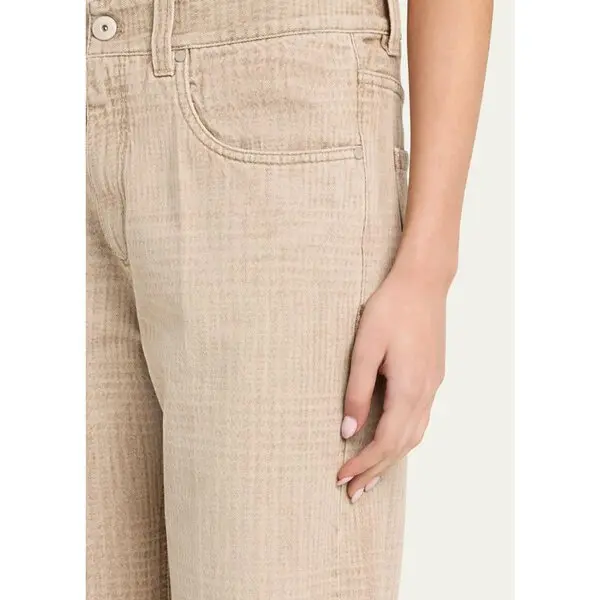 Brunello Cucinelli Check-print Denim Straight-leg Crop Pants