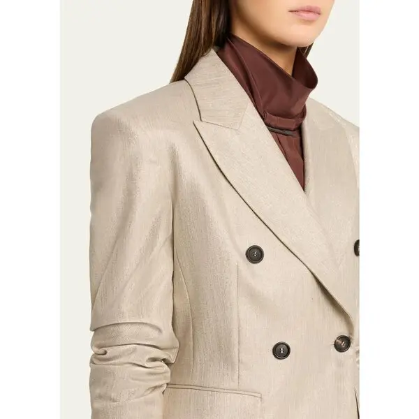 Brunello Cucinelli Bold Shoulder Double-breasted Jacket