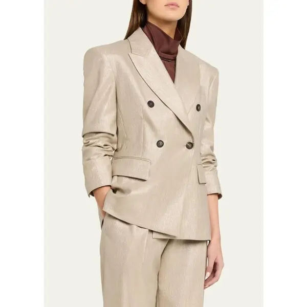 Brunello Cucinelli Bold Shoulder Double-breasted Jacket