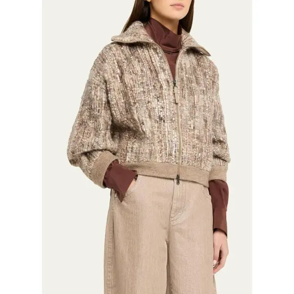 Brunello Cucinelli Sequined Mohair Cardigan