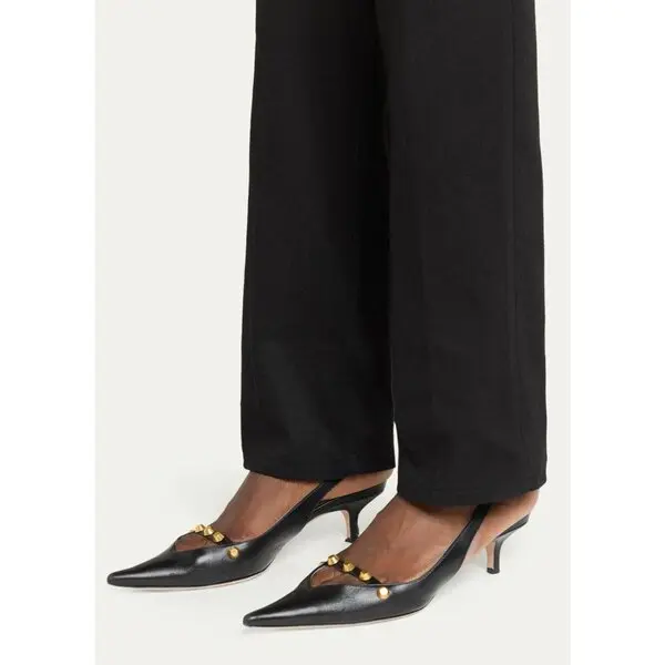 Balenciaga 45mm Midnight City Studded Leather Slingback Pumps
