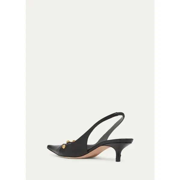 Balenciaga 45mm Midnight City Studded Leather Slingback Pumps