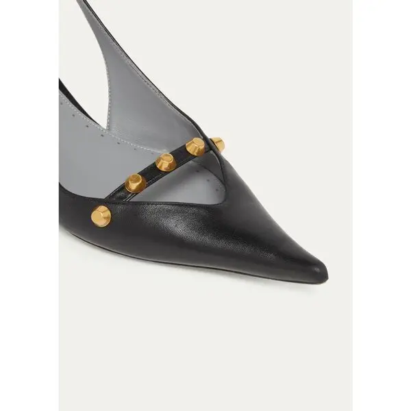 Balenciaga 45mm Midnight City Studded Leather Slingback Pumps