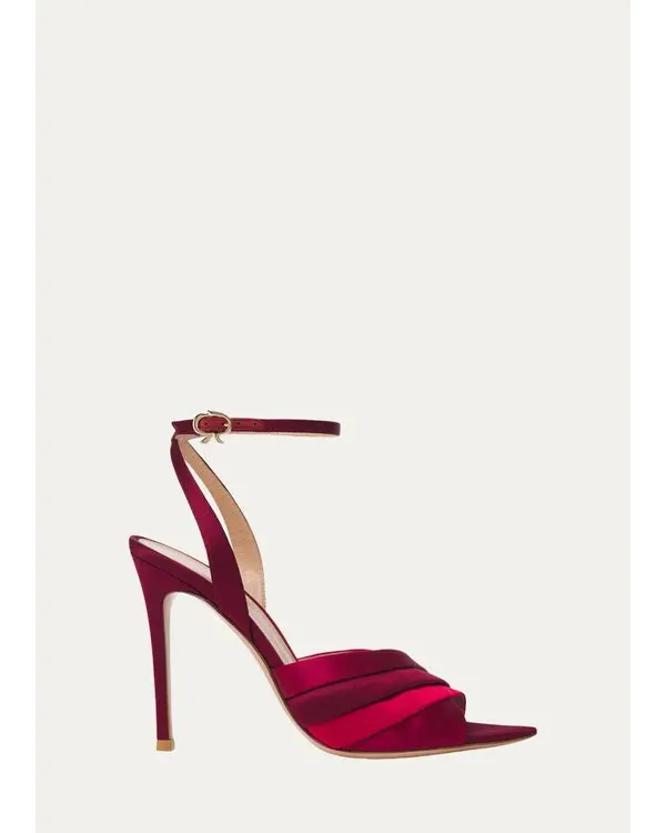 GIANVITO ROSSI 105mm Crepe Satin Ankle-strap Pumps