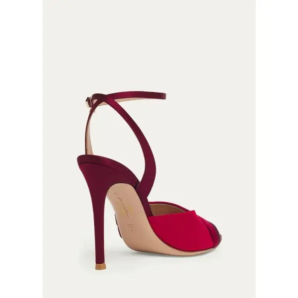 GIANVITO ROSSI 105mm Crepe Satin Ankle-strap Pumps