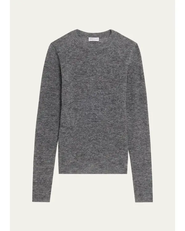 Brunello Cucinelli Silk-alpaca Open-knit Crewneck Sweater