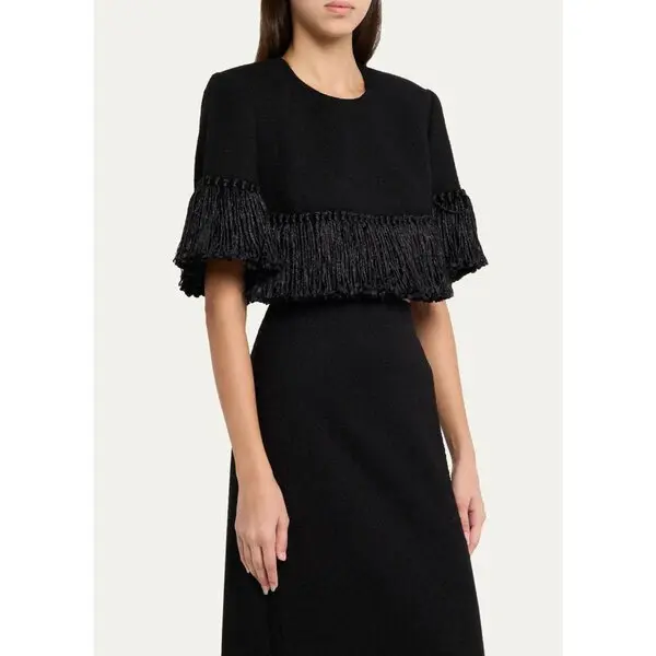 HEIRLOME Matilde Short-sleeve Tassel Fringe Wool Crop Top