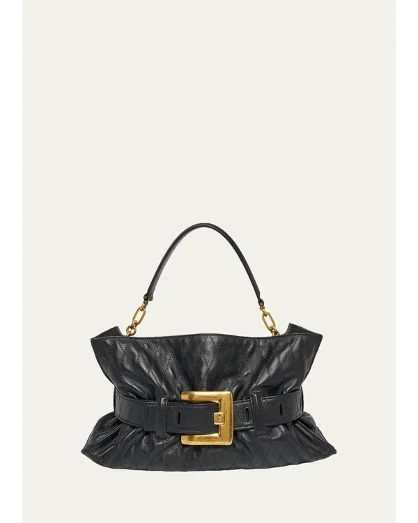 Balmain Anthem Medium Quilted Top-handle Bag