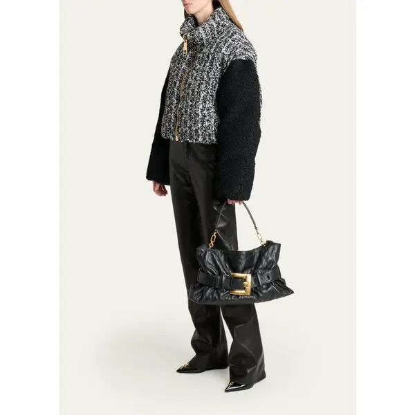Balmain Anthem Medium Quilted Top-handle Bag