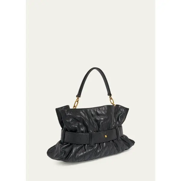 Balmain Anthem Medium Quilted Top-handle Bag