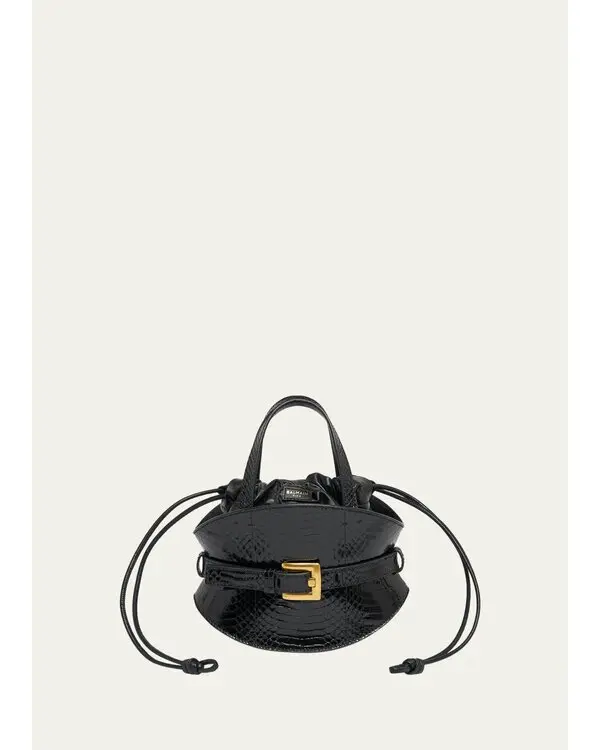 Balmain Shuffle Mini Embossed Leather Crossbody Bag
