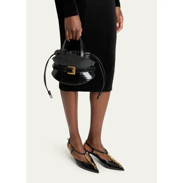 Balmain Shuffle Mini Embossed Leather Crossbody Bag