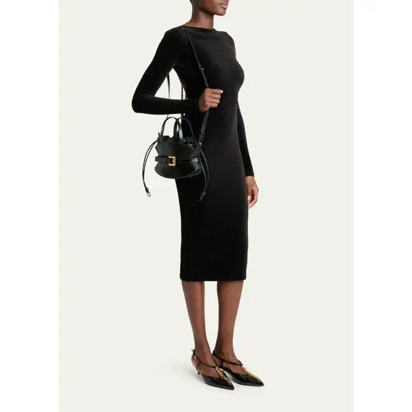 Balmain Shuffle Mini Embossed Leather Crossbody Bag