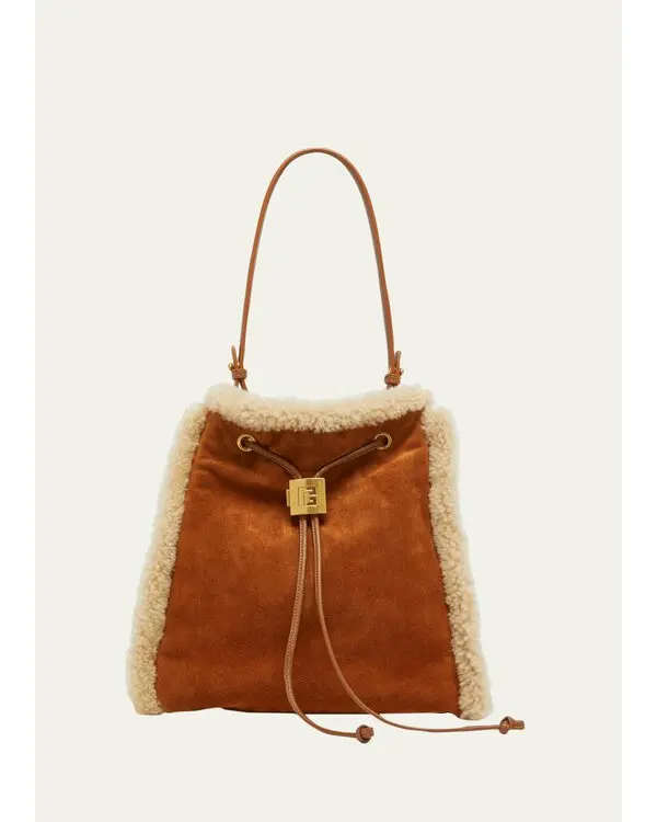 Balmain Pulse Shearling-trim Suede Backpack