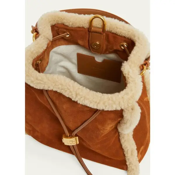 Balmain Pulse Shearling-trim Suede Backpack