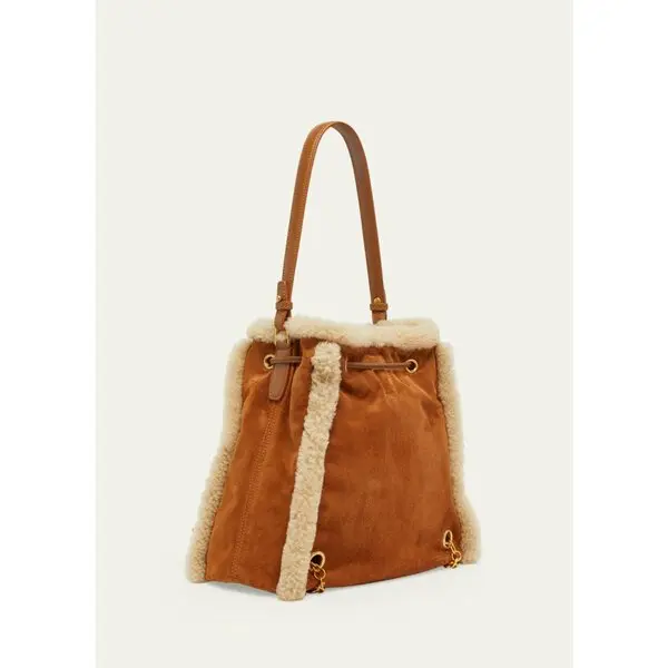 Balmain Pulse Shearling-trim Suede Backpack
