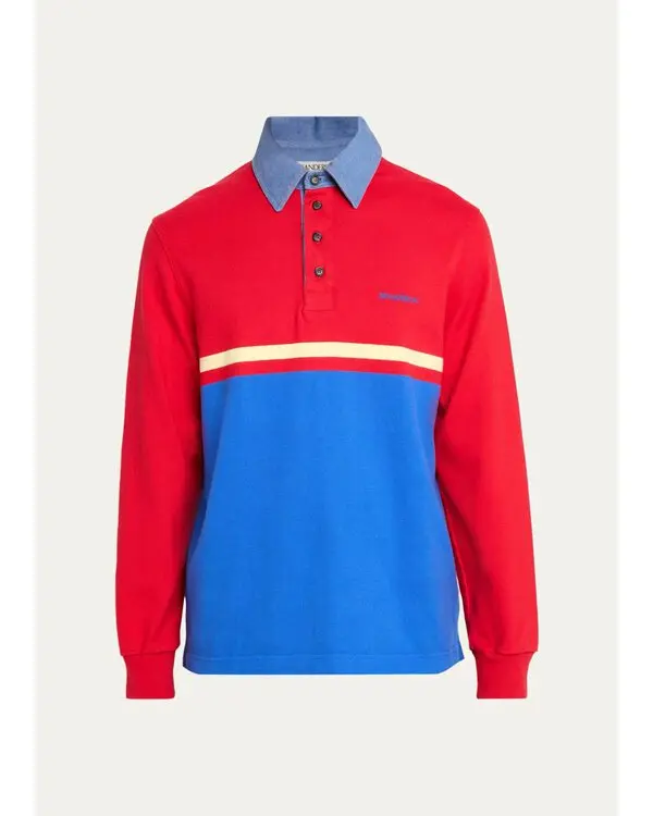 JW Anderson Denim Collar Stretch-cotton Polo Shirt