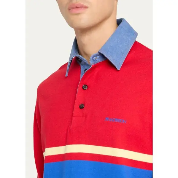 JW Anderson Denim Collar Stretch-cotton Polo Shirt