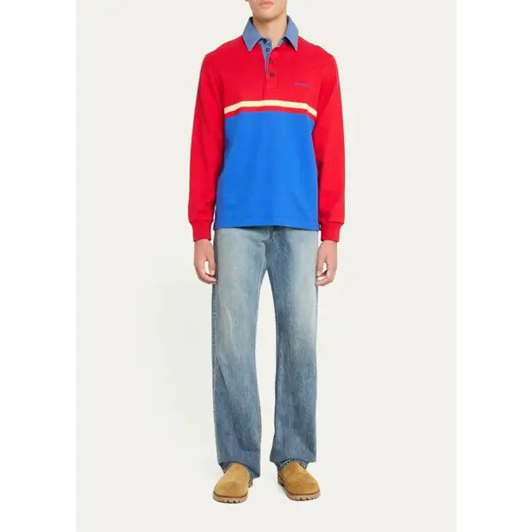 JW Anderson Denim Collar Stretch-cotton Polo Shirt