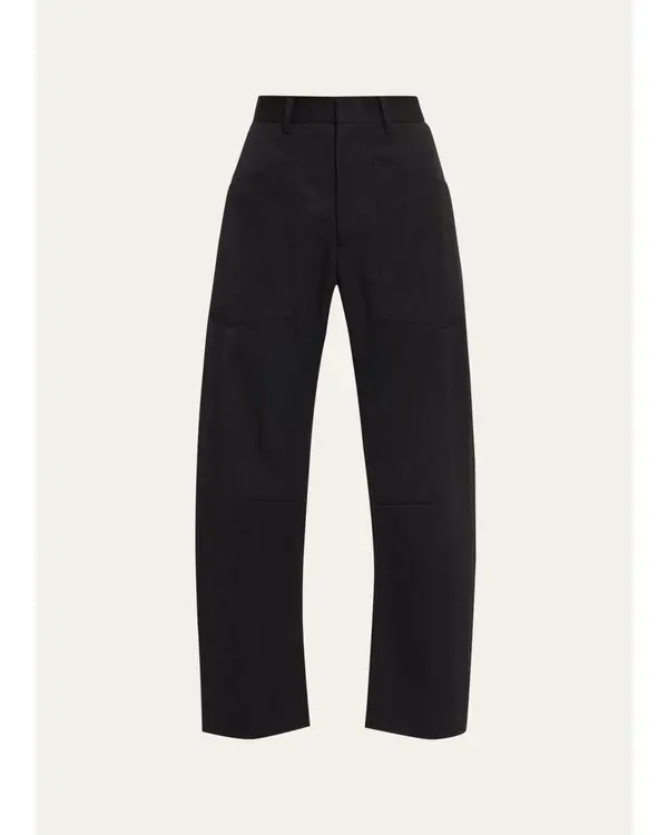 NILI LOTAN Shon Wool Barrel-leg Ankle Pants - Black