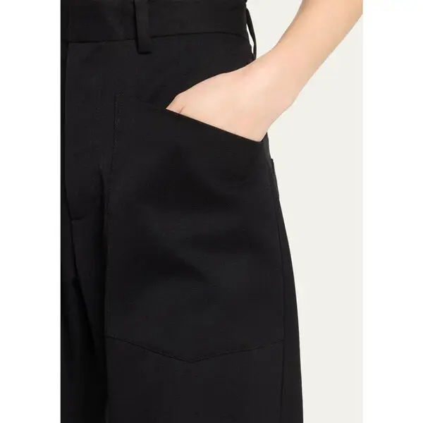 NILI LOTAN Shon Wool Barrel-leg Ankle Pants