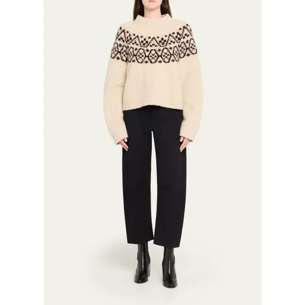NILI LOTAN Shon Wool Barrel-leg Ankle Pants