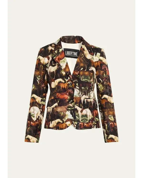 Libertine Take The Reins Silk Single-breasted Jacket - Brown Multi