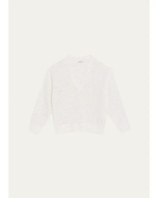 Brunello Cucinelli Linen-blend Sequin V-neck Sweater