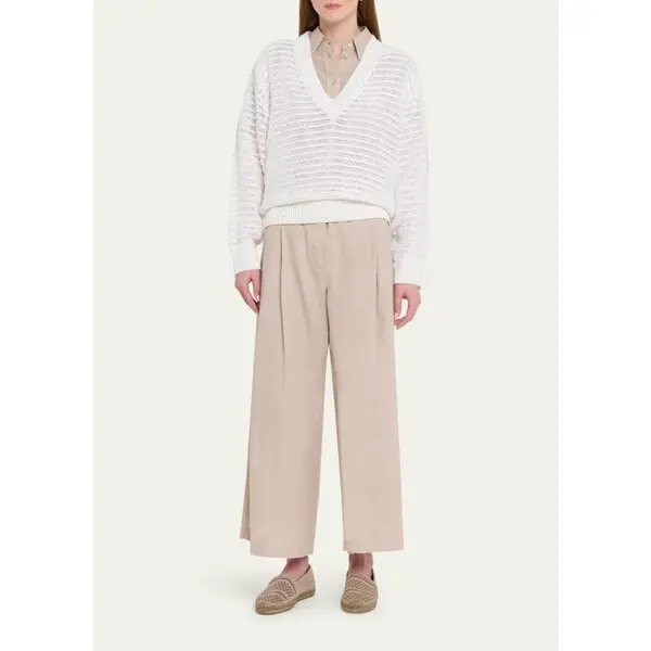 Brunello Cucinelli Linen-blend Sequin V-neck Sweater