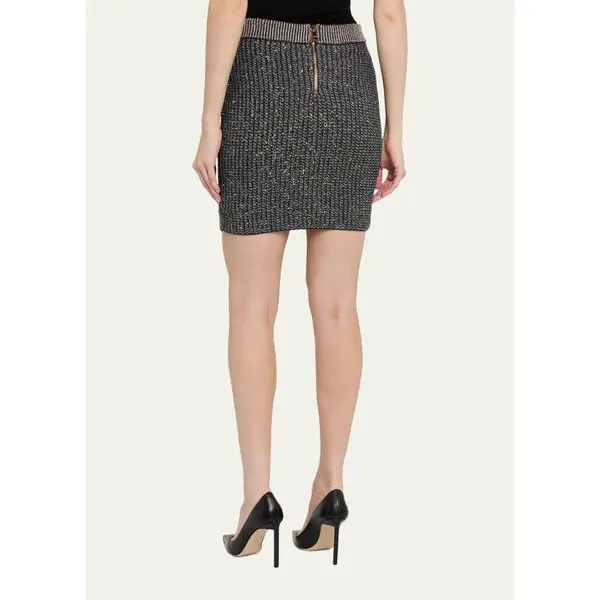 Balmain Glittered Tweed Mini Pencil Skirt