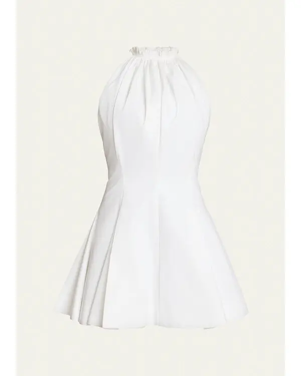 Balmain Cotton Poplin Halter Mini Dress