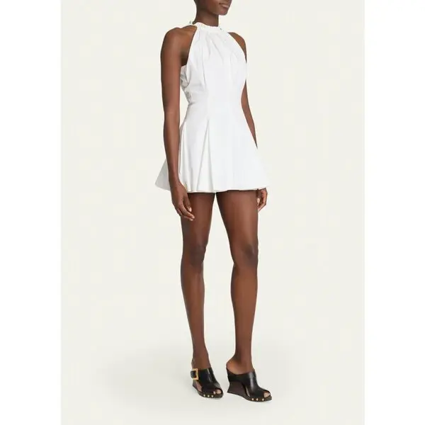 Balmain Cotton Poplin Halter Mini Dress