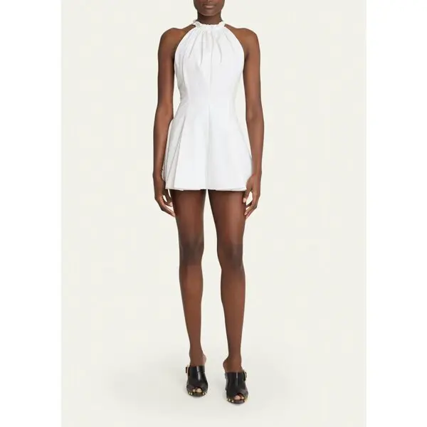 Balmain Cotton Poplin Halter Mini Dress