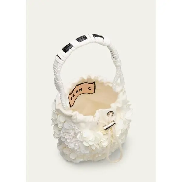 Plan C Sequin Floral Applique Bucket Bag